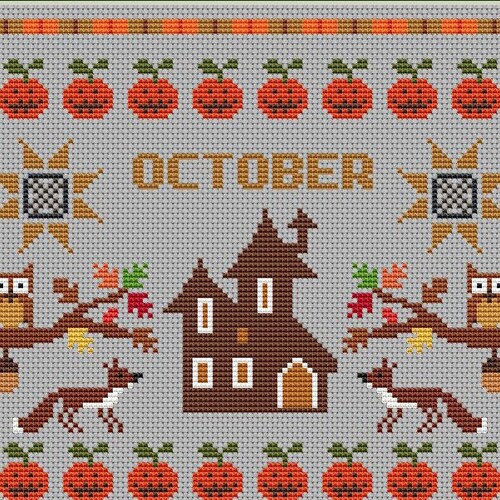 October Cross Stitch Pattern October Monthly Sampler - Etsy