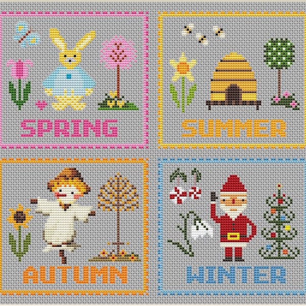 4 Seasons Counted Cross Stitch Kit - Etsy