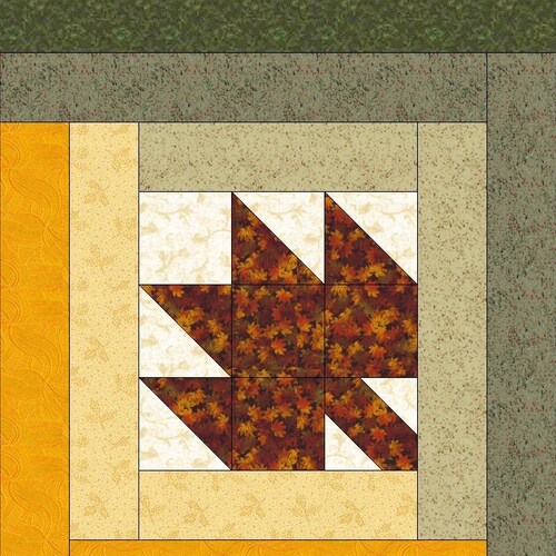 Digital Pdfmaple Leaf Log Cabin Quilt Block Patternmodern | Etsy