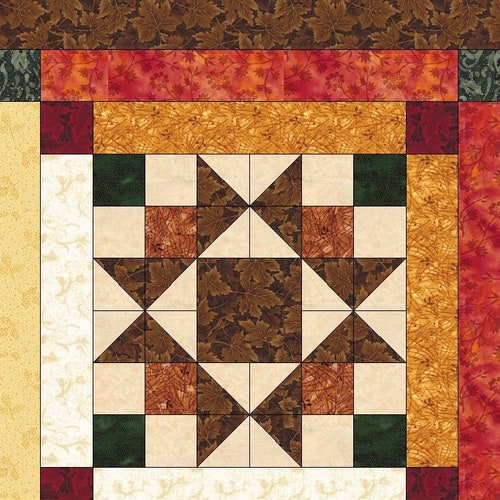 Star Center Log Cabin Quilt Block Pattern Download - Etsy