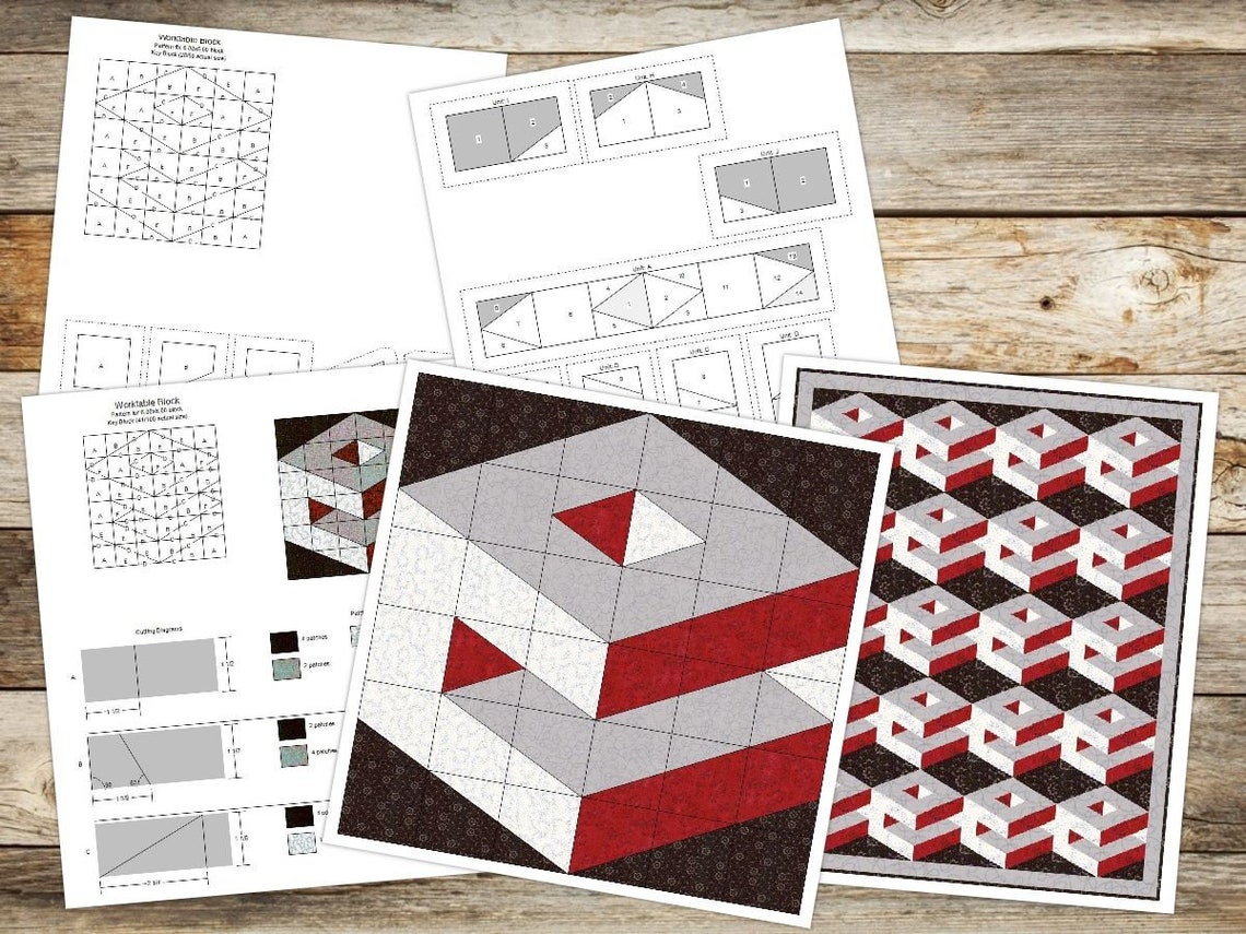 Digital PDF Quilt Block Pattern3d Design Quilt Block - Etsy