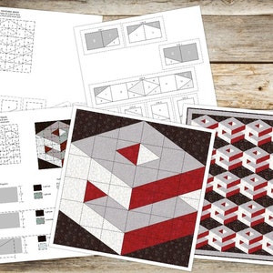 Digital PDF Quilt Block Pattern|3d Design Quilt Block Pattern|3d ...