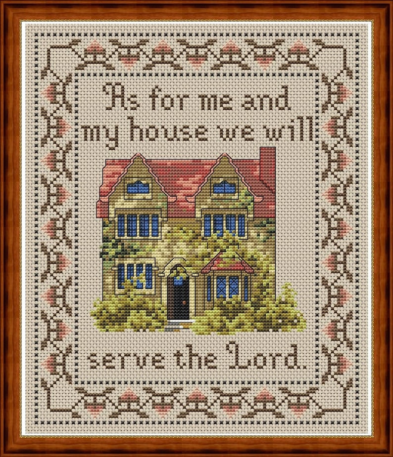 House Sampler Primitive Cross Stitch Pattern House Cross | Etsy