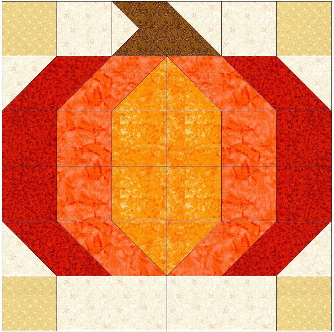 Digital PDF Quilt Block Pattern|pumpkin Quilt Block Pattern|modern ...
