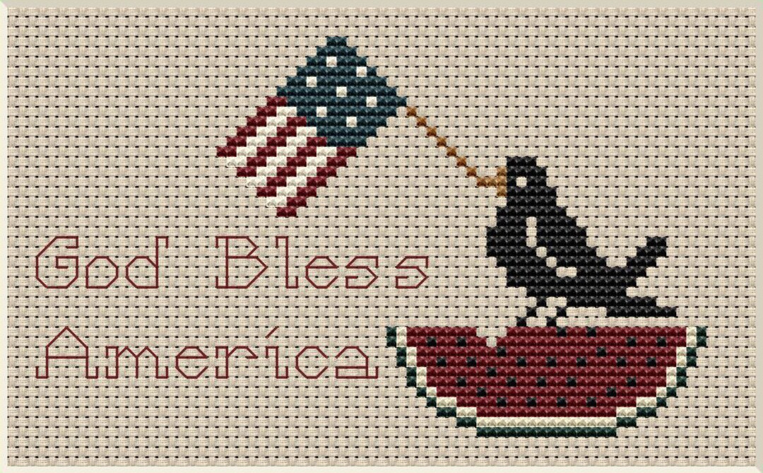Patriotic Cross Stitch,primitive Cross Stitch Pattern, 4th of July,american Flag,america ...
