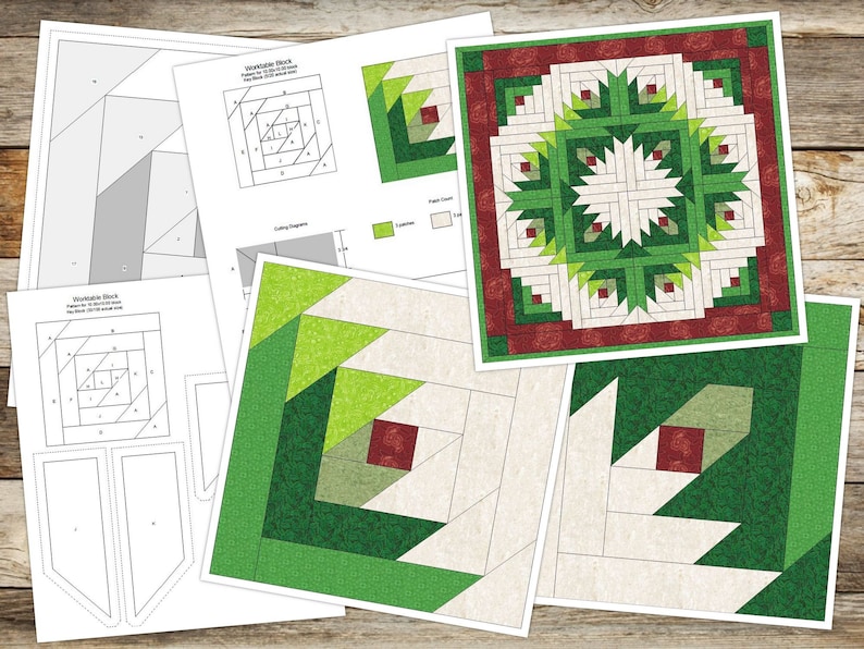 Digital Pdflog Cabin Christmas Wreath Quilt Block - Etsy