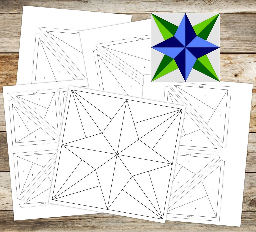 Foundation Paper Piecing (FPP) Templates|blazing Star Quilt Block ...