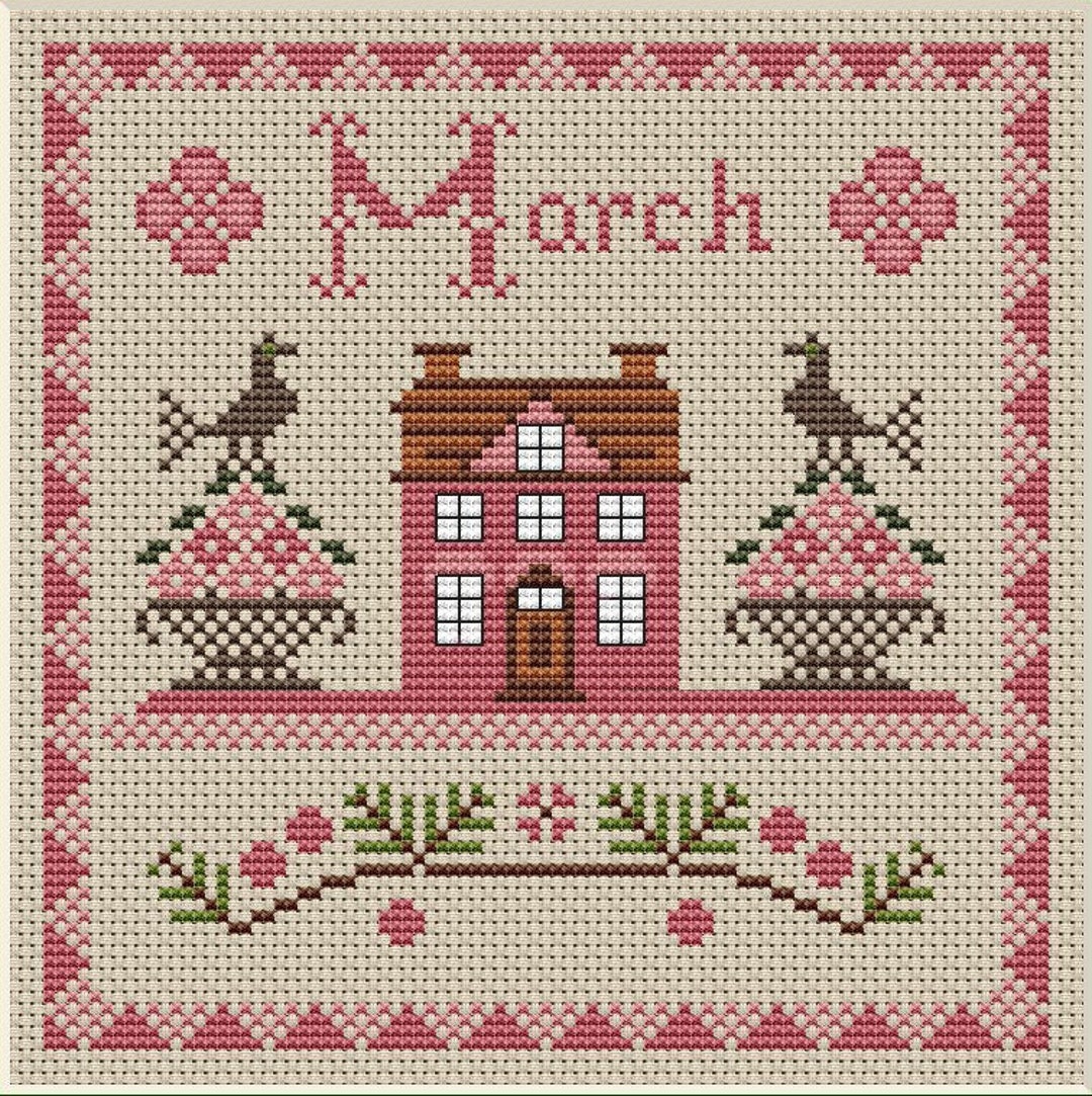 March Cross Stitch Pattern, Marchl Monthly Sampler, Calendar Cross ...