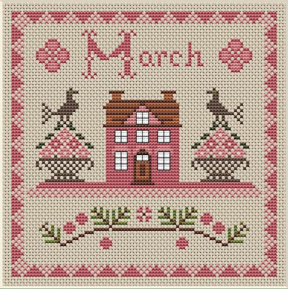March Cross Stitch Pattern Marchl Monthly Sampler Calendar - Etsy