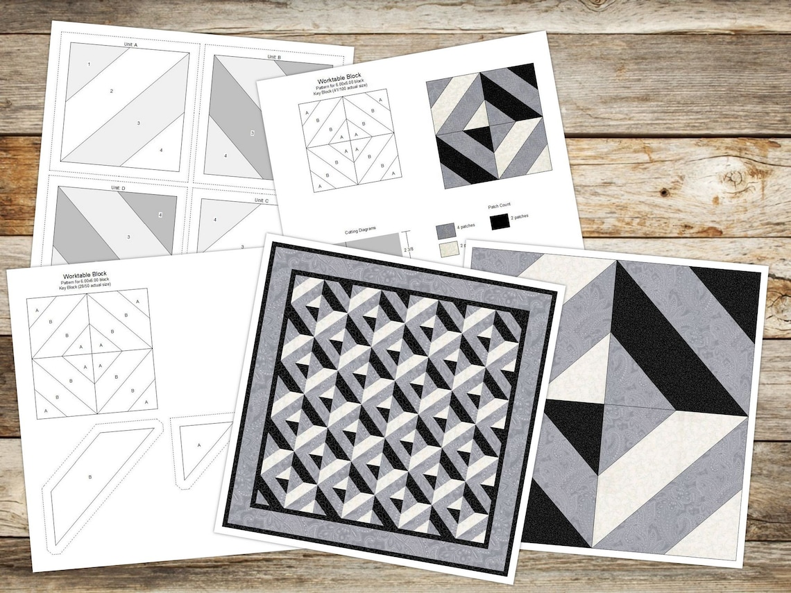 Digital PDF Quilt Block Pattern3d Design Quilt Block Pattern - Etsy