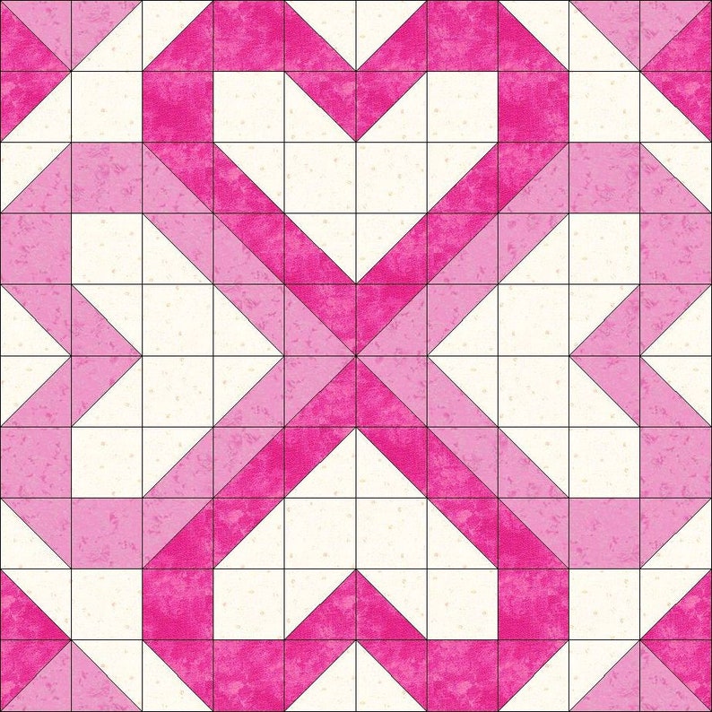 Digital PDF Quilt Block Patternhearts Quilt Block Pattern - Etsy