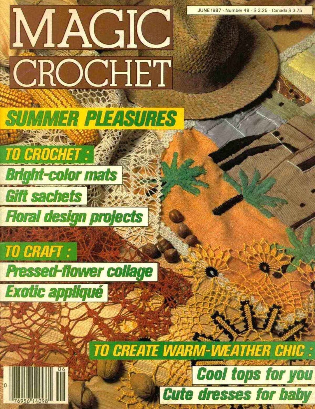 Vintage Crochet Pattern Magazine|magic Crochet #48 June 1987|38 ...