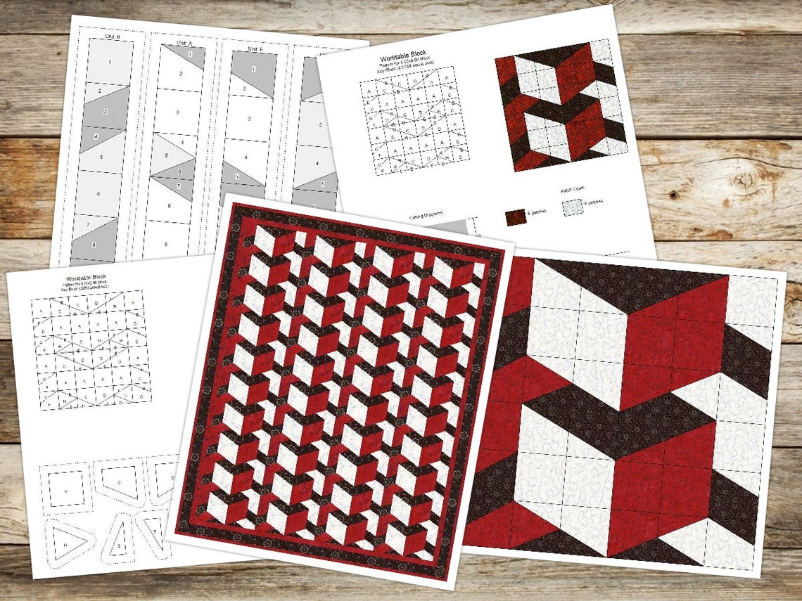 Digital PDF Quilt Block Pattern|3d Design Quilt Block Pattern (2)|3D ...