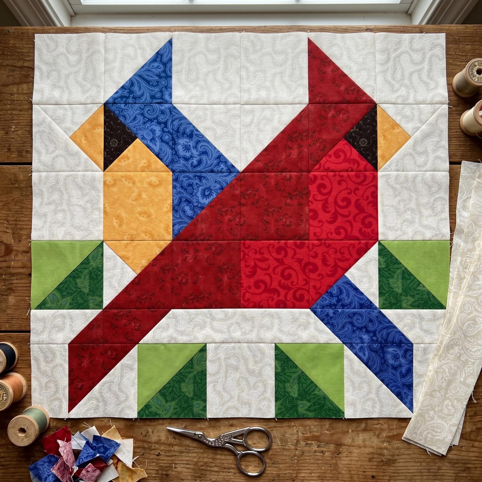 Digital Pdf|cardinal Birds Quilt Block Pattern|cardinal Birds Quilt ...