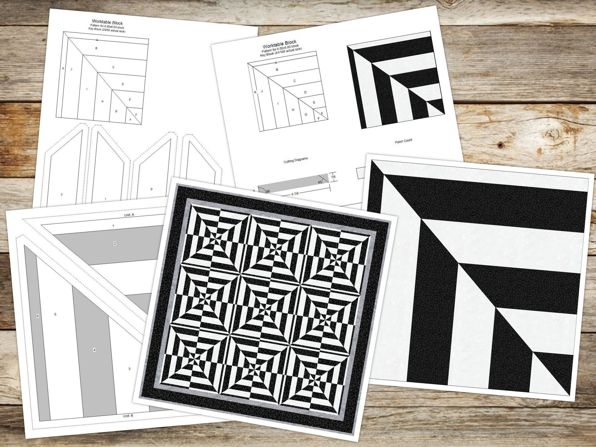 Digital PDF Quilt Block Pattern|optical Illusion (4) Quilt Block ...