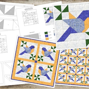 Digital PDF Quilt Block Pattern|blue Bird Quilt Block Pattern|eastern ...