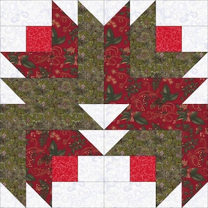 Digital Pdf|christmas Rose Wreath Quilt Block Pattern|modern Patchwork ...