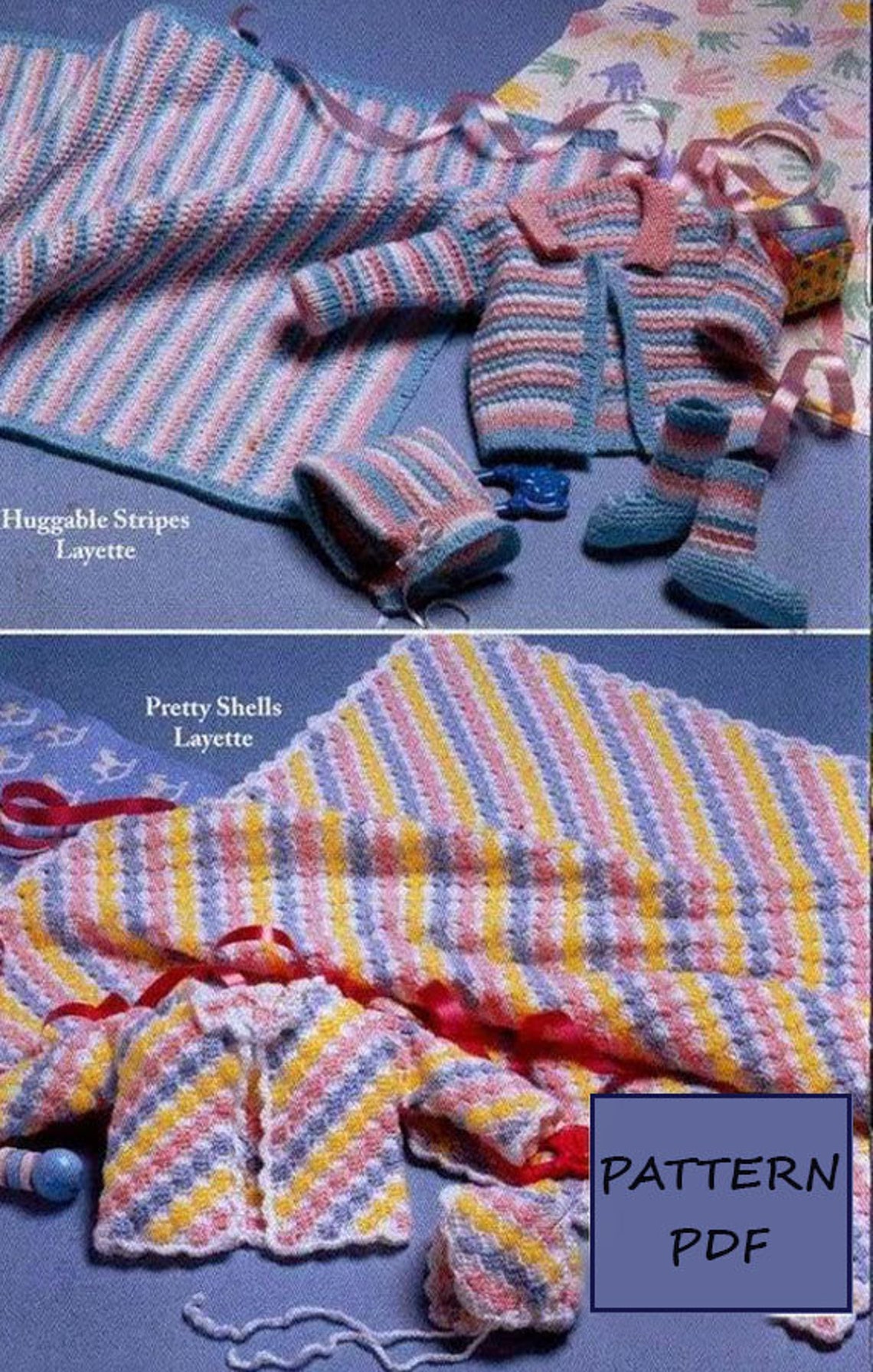 Vintage Knitting Pattern Baby set: the gownblanket bonnet | Etsy