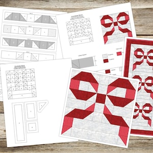 Digital PDF | Ribbon Bow Quilt Block Pattern | Modern Patchwork ...