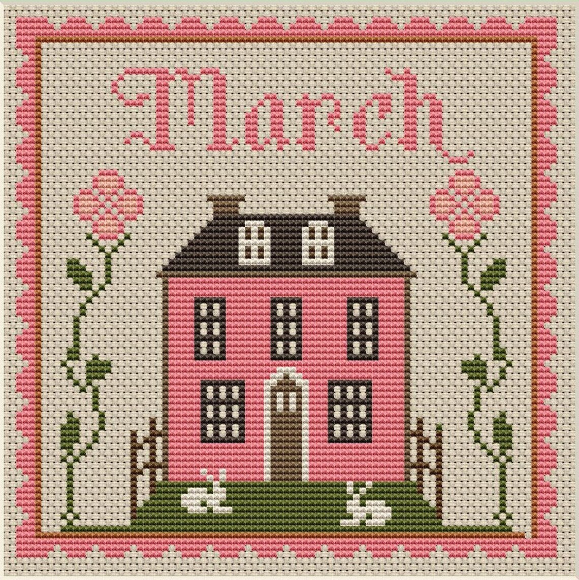 March Cross Stitch Pattern March Monthly Sampler Calendar - Etsy