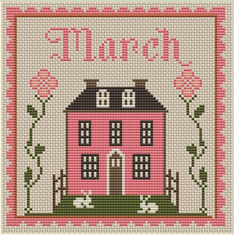 March Cross Stitch Pattern March Monthly Sampler Calendar - Etsy