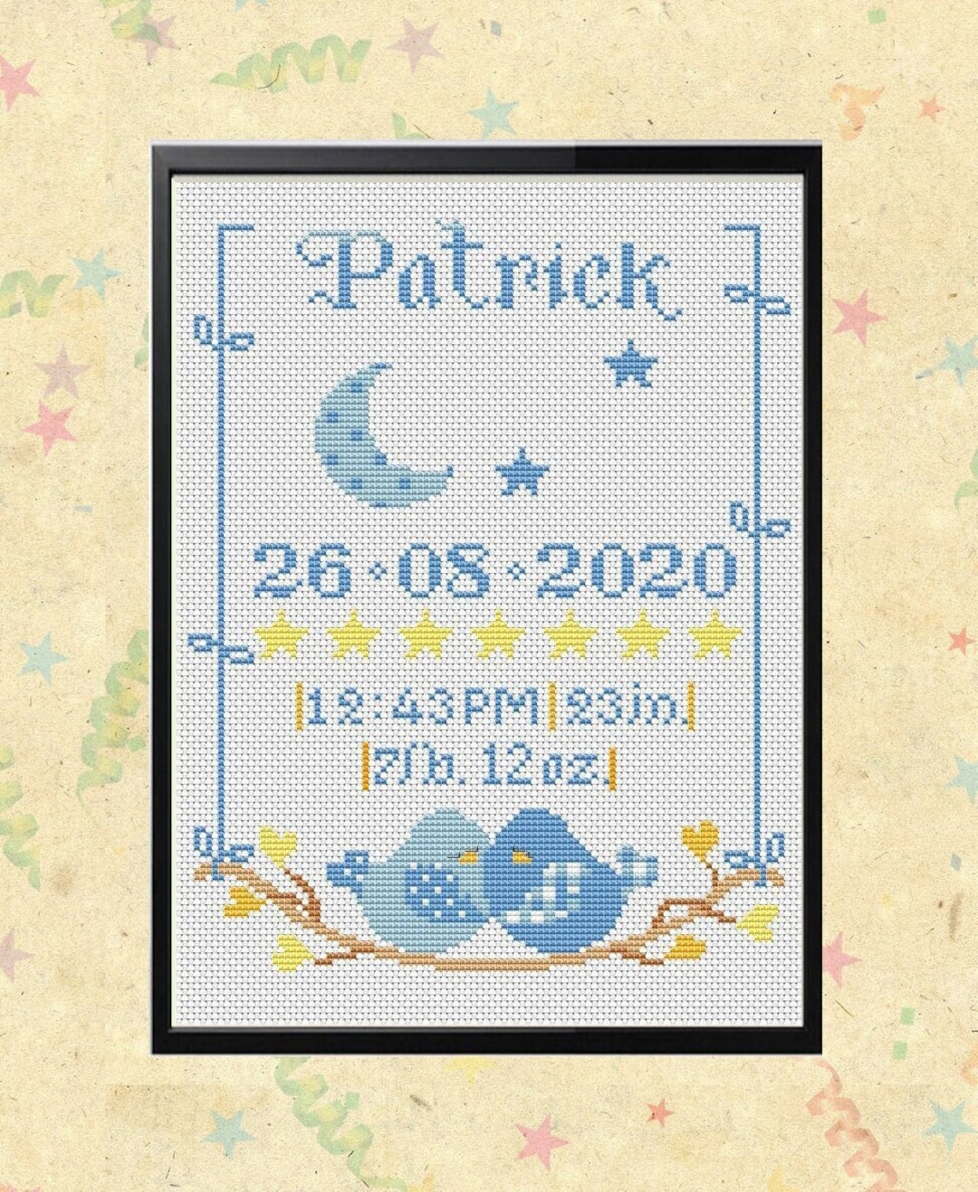 Cross Stitch Baby Birth Sampler, Birth Announcement,alphabet Cross ...