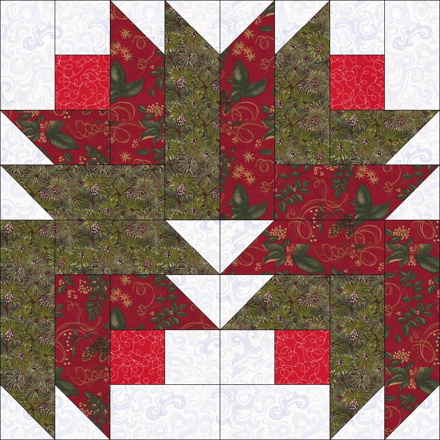 Digital Pdfchristmas Rose Wreath Quilt Block Patternmodern - Etsy