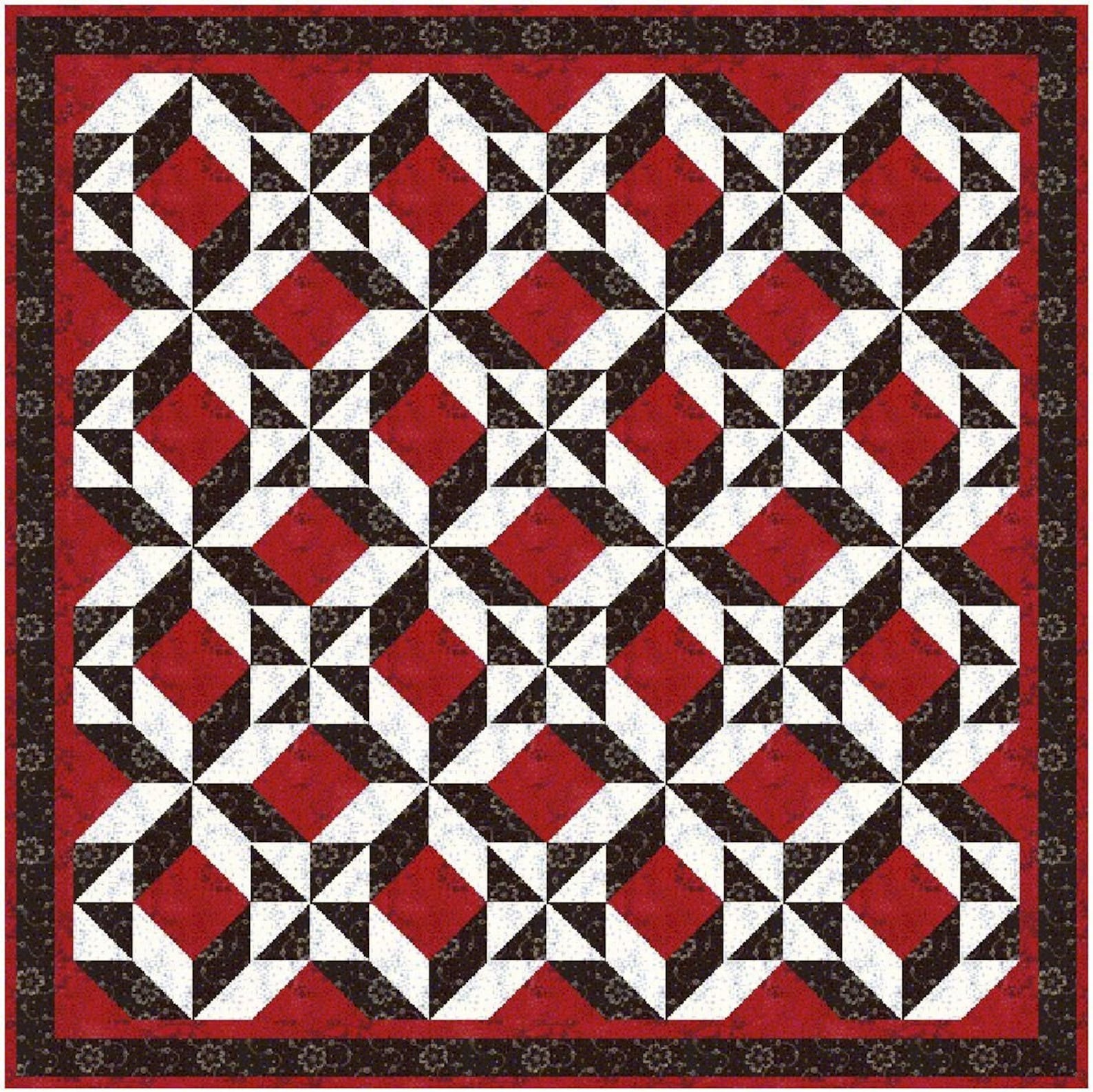 Digital PDF Quilt Block Pattern|3d Design Quilt Block Pattern (4)|3D ...