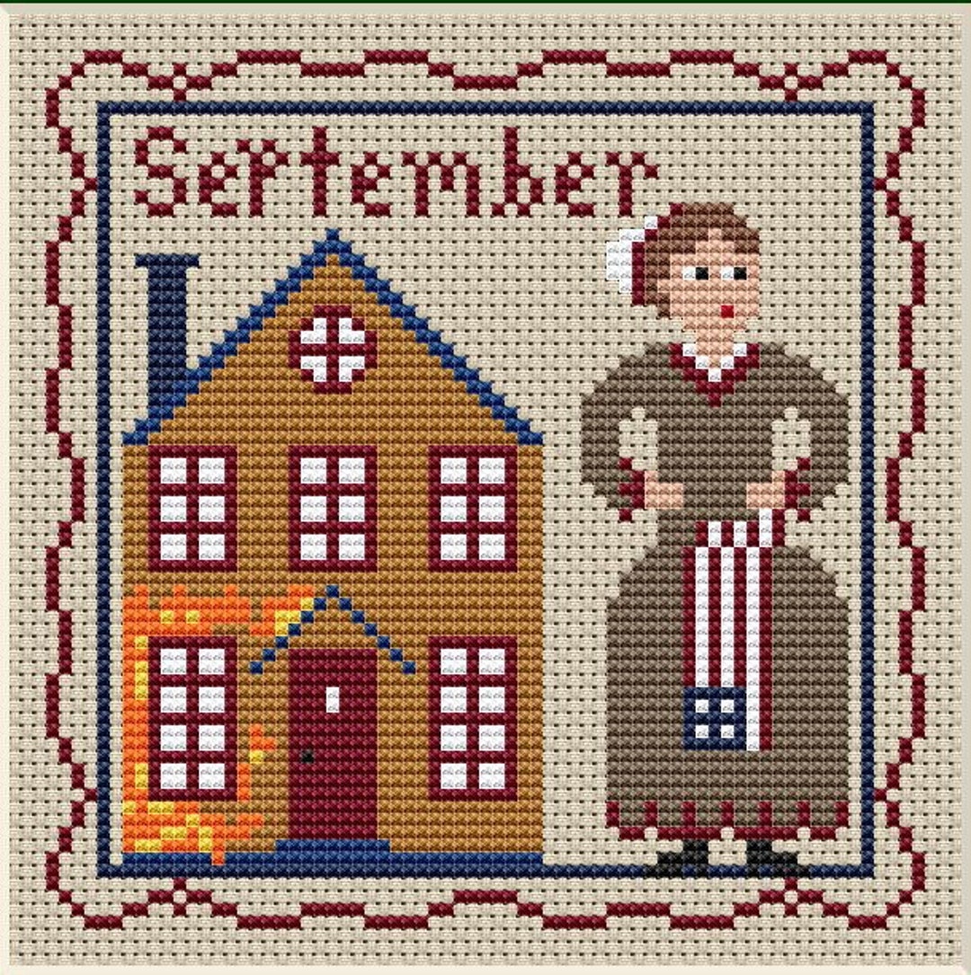 Patriotic September, Monthly Sampler,calendar Cross Stitch, Primitive ...