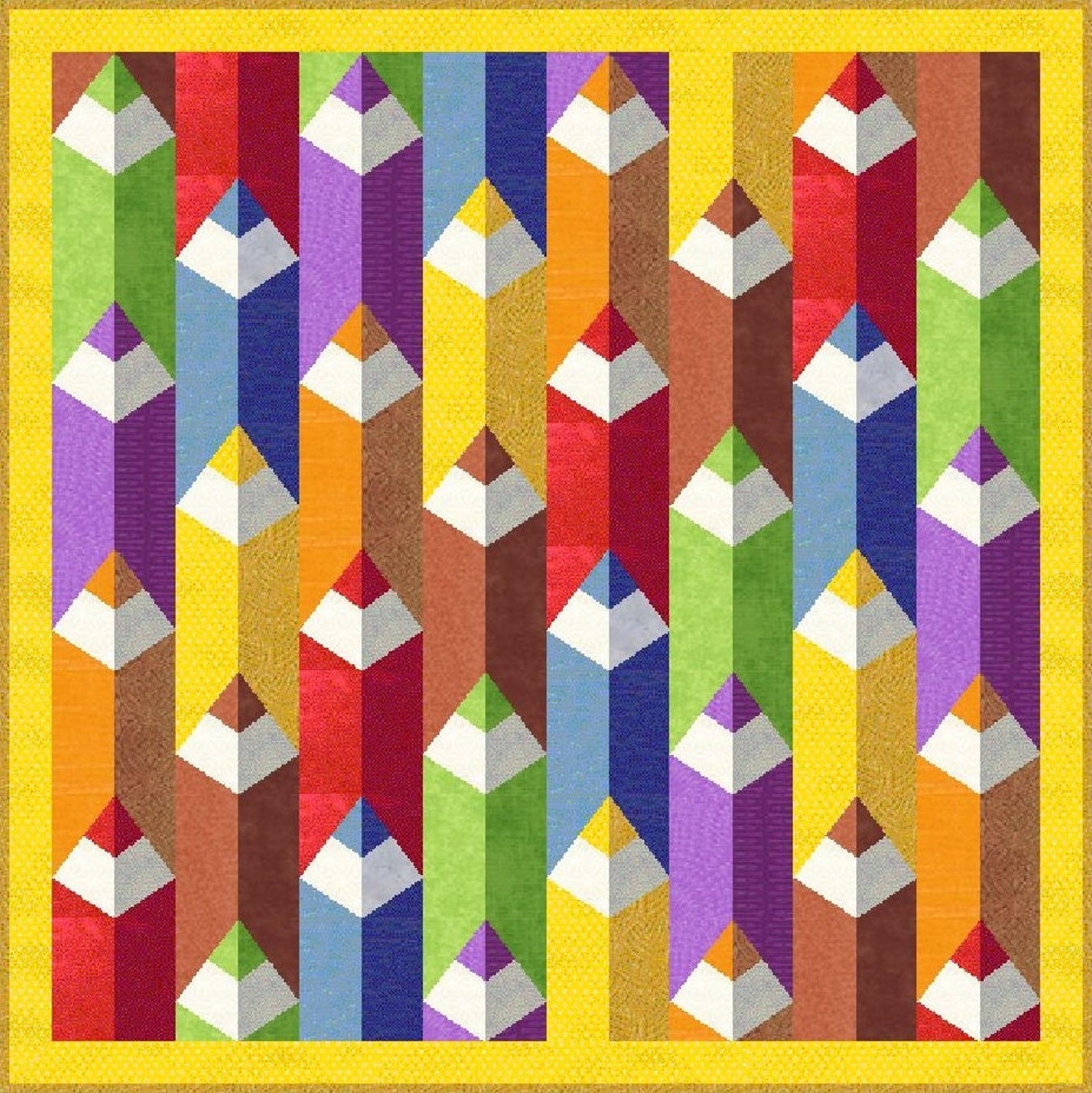 Digital Pdf|colourful Pencils Quilt Pattern|modern Patchwork|instant ...