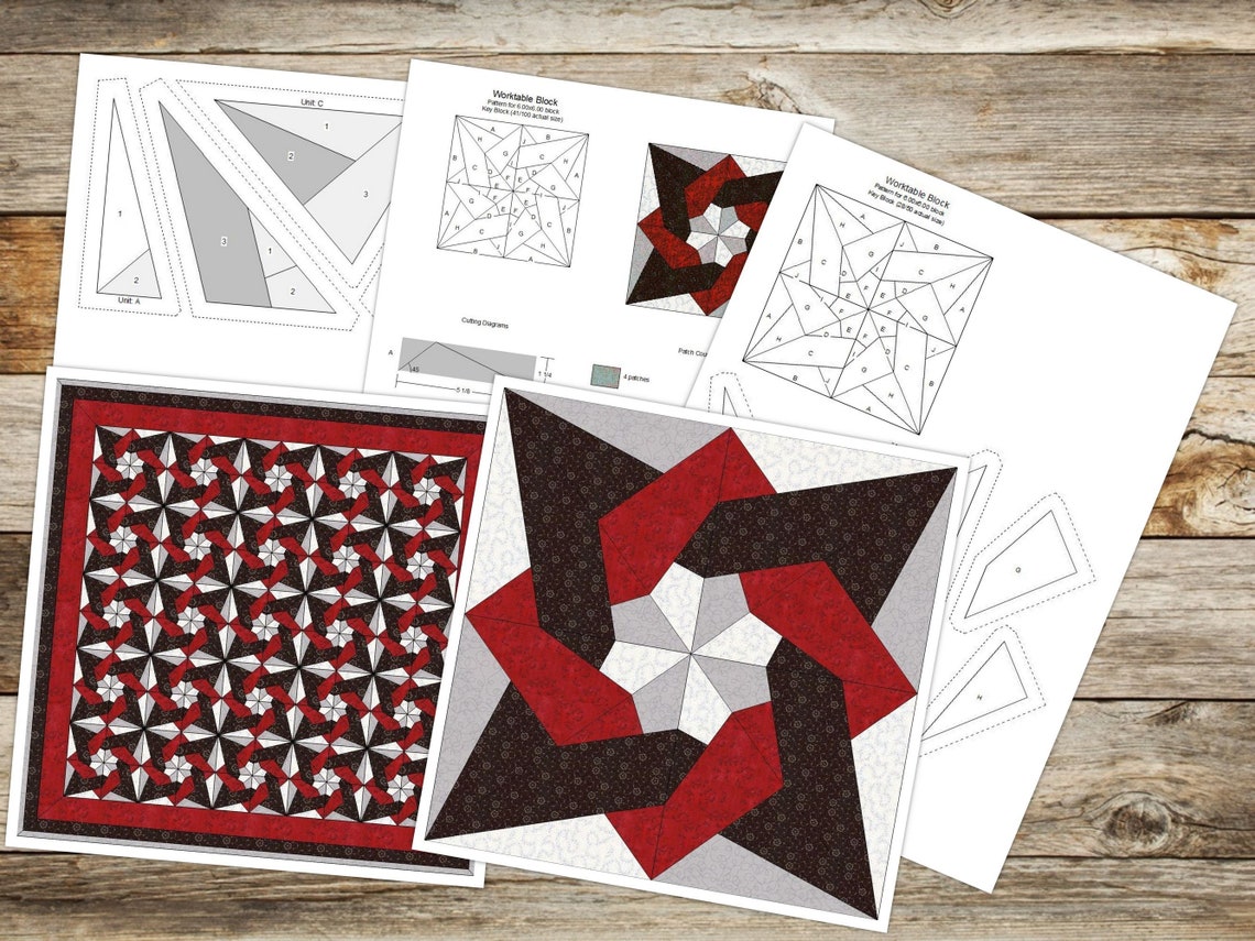 Digital PDF Quilt Block Pattern|tangled Star Quilt Block Pattern|modern ...