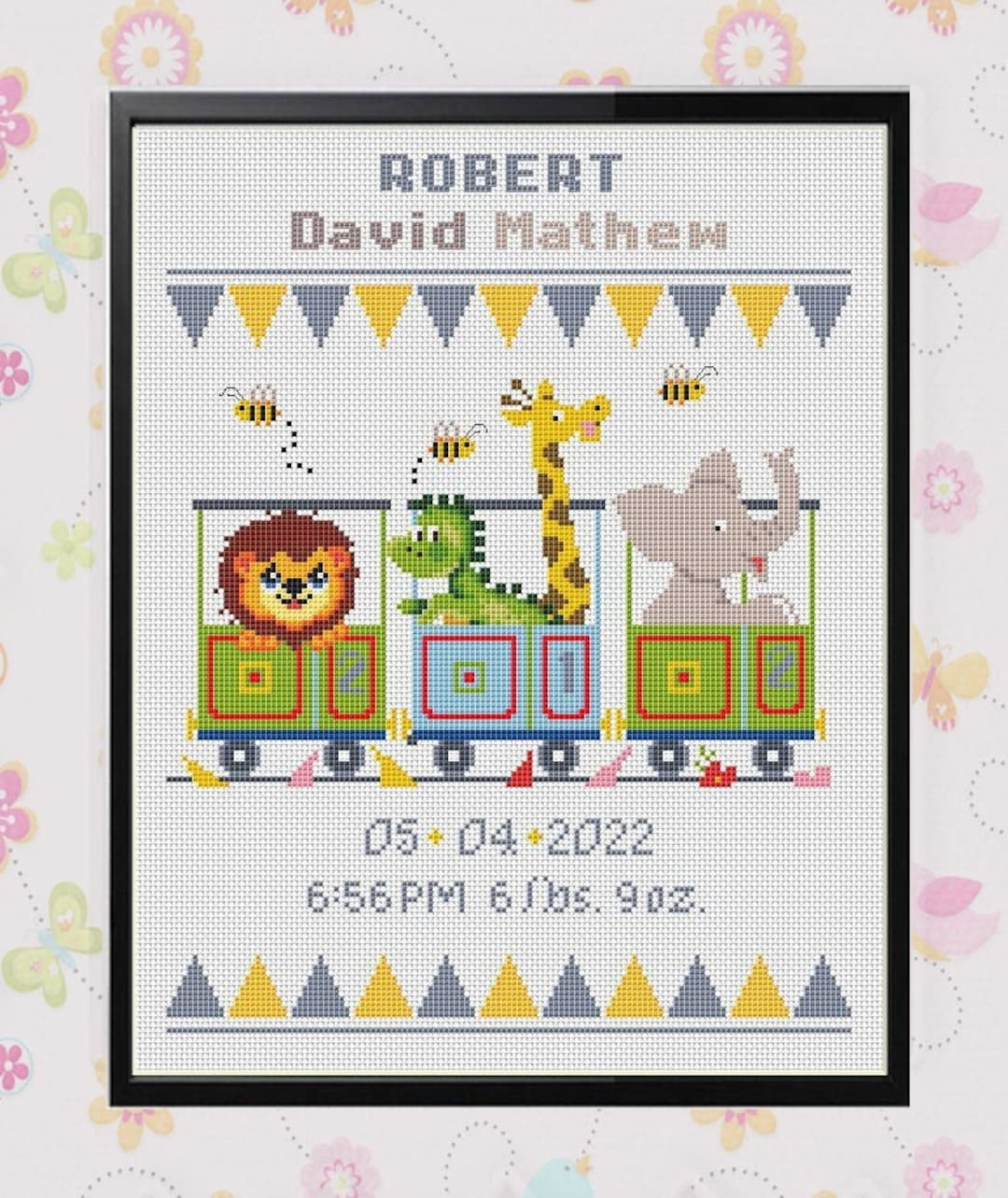 Cross Stitch Baby Birth Sampler, Birth Announcement,boy Girl Nursery ...
