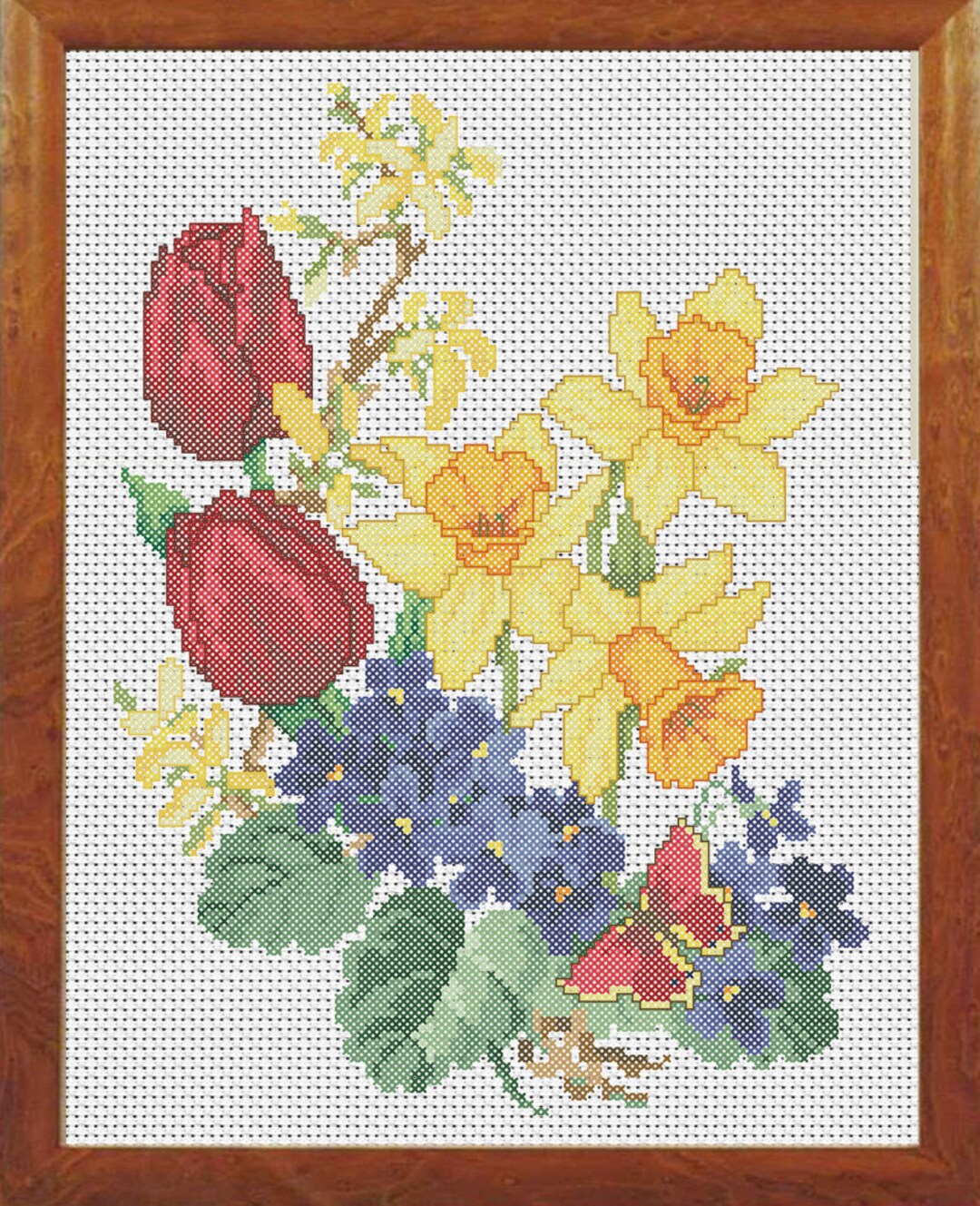 Spring Flowers Cross Stitch Pattern, Modern Cross Stitch Pattern ...