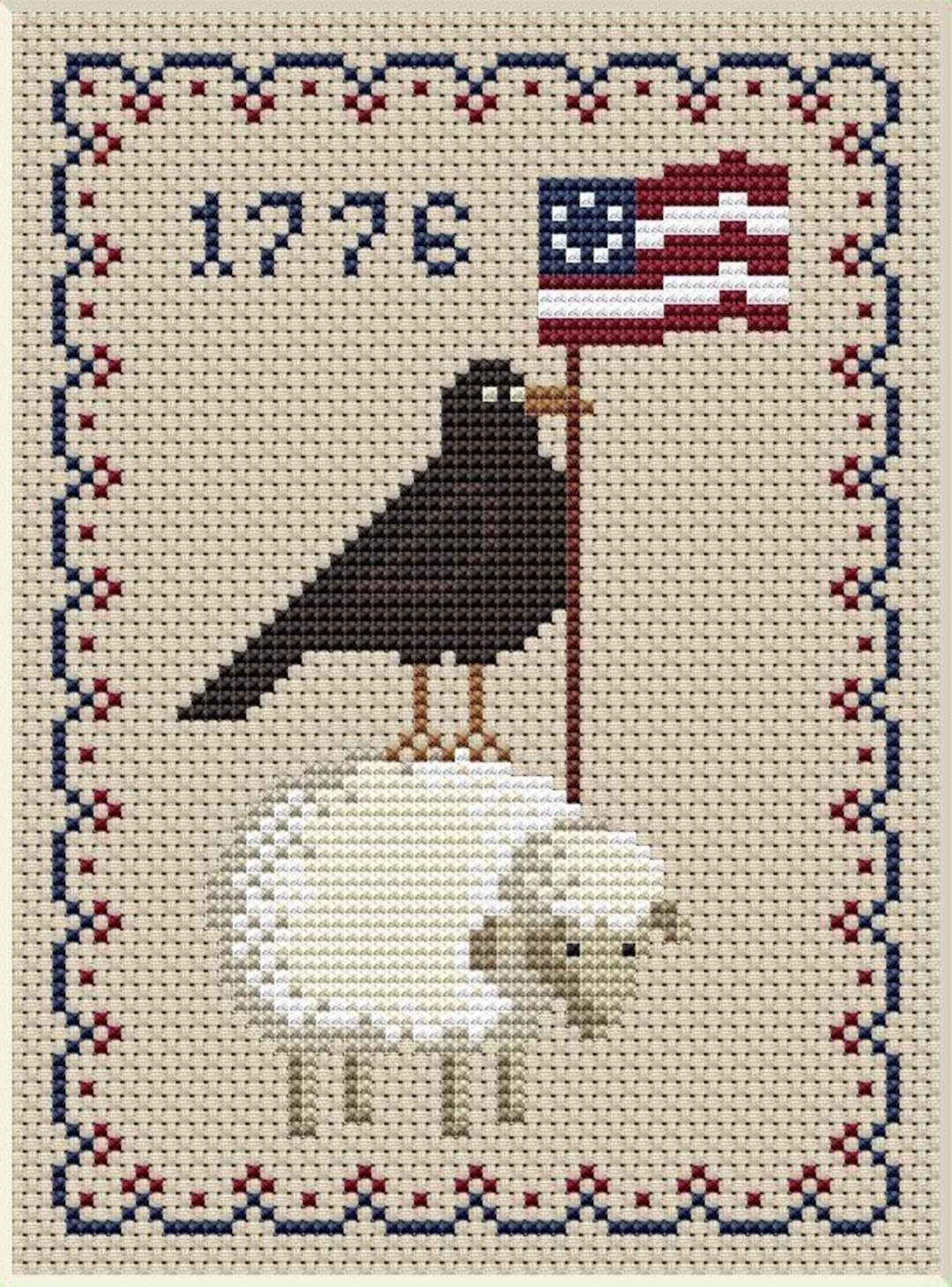 Patriotic Cross Stitch,primitive Cross Stitch Pattern,american Flag ...
