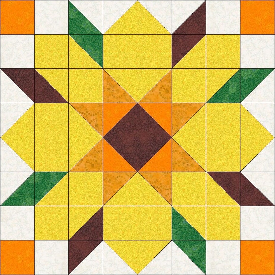 Digital Pdf|sunflower (2) Quilt Block Pattern|sunflower Quilt|modern ...