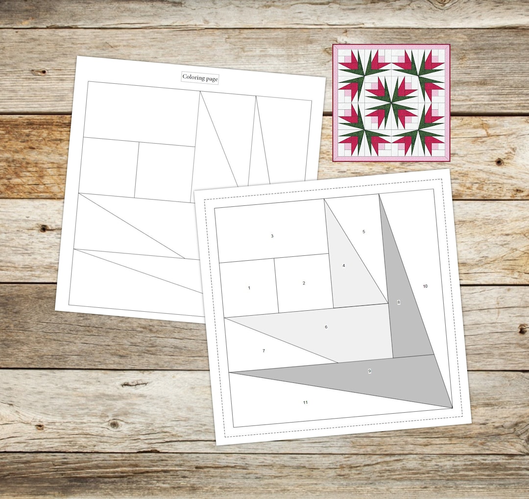 Foundation Paper Piecing (FPP) Templates|flowers Log Cabin Quilt Block ...