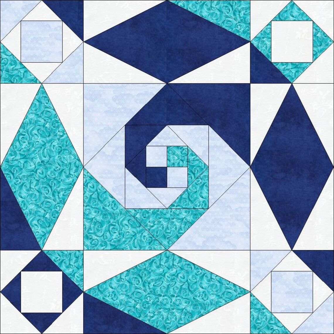 Digital PDF Quilt Block Pattern|snail Trail and Storm at Sea Quilt ...