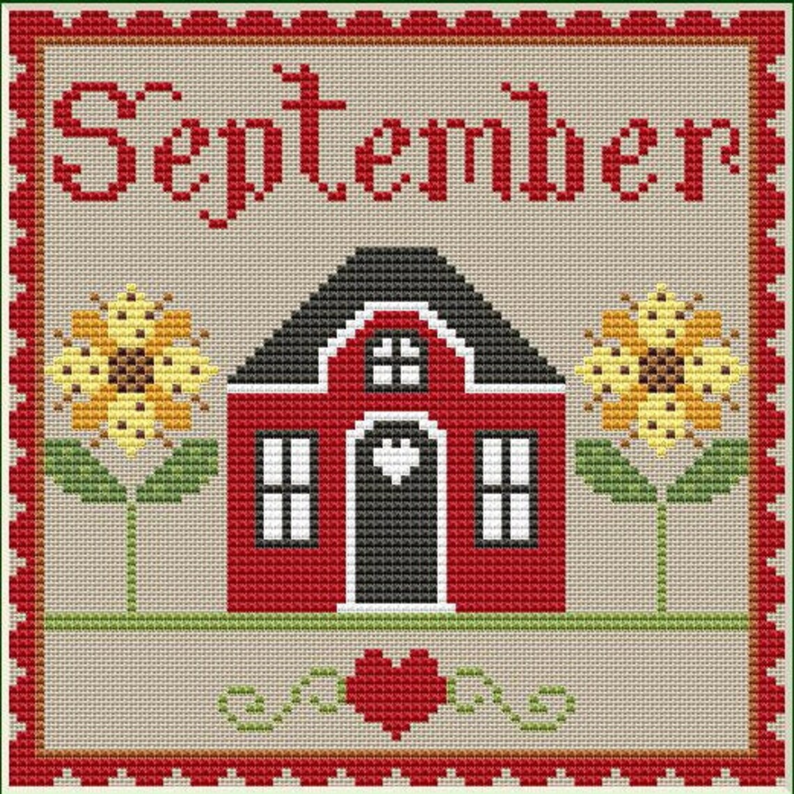 September Cross Stitch Pattern September Monthly Sampler | Etsy