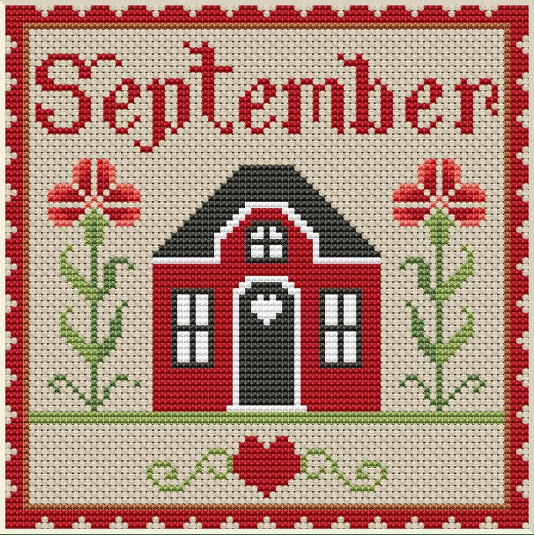 September Cross Stitch Pattern, September Monthly Sampler, Calendar ...