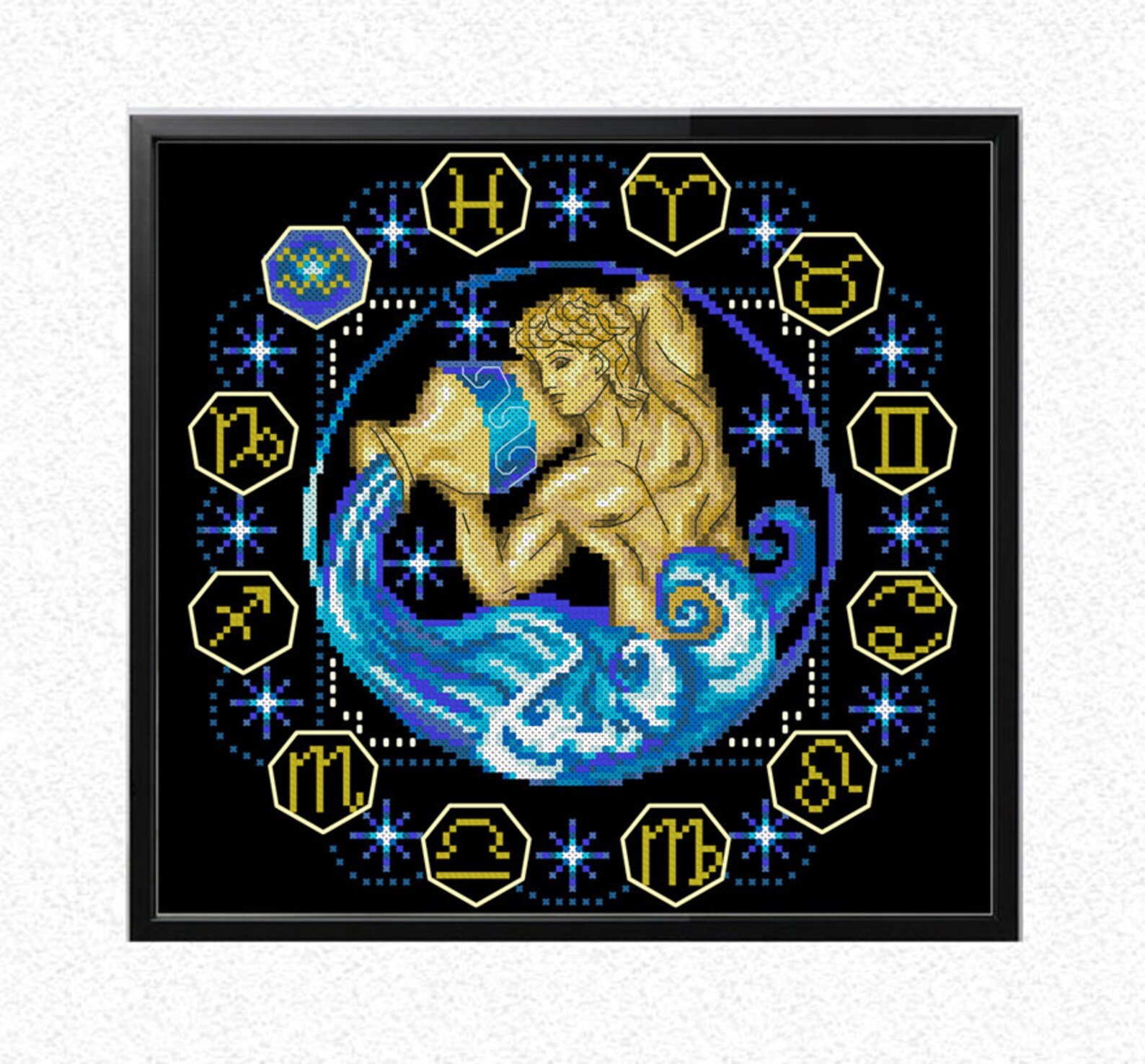 Aquarius Astrology Signs, Cross-stitch Pattern, Constellation, Star ...