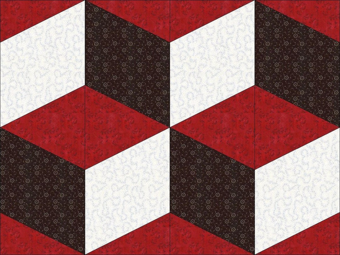 Digital PDF Quilt Block Pattern|tumbling Blocks Quilt Block Pattern|3d ...