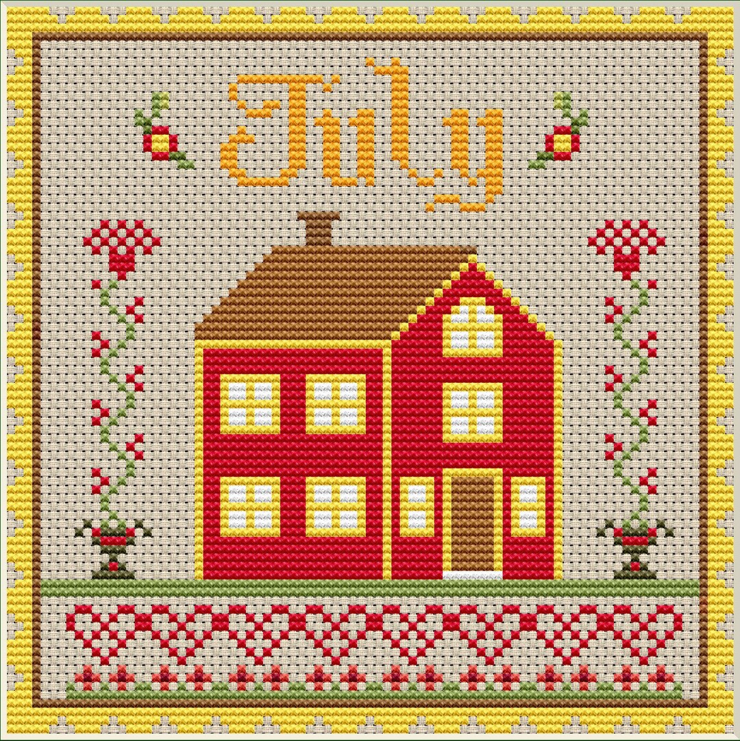 July Cross Stitch Pattern, July Monthly Sampler, Calendar Cross Stitch ...
