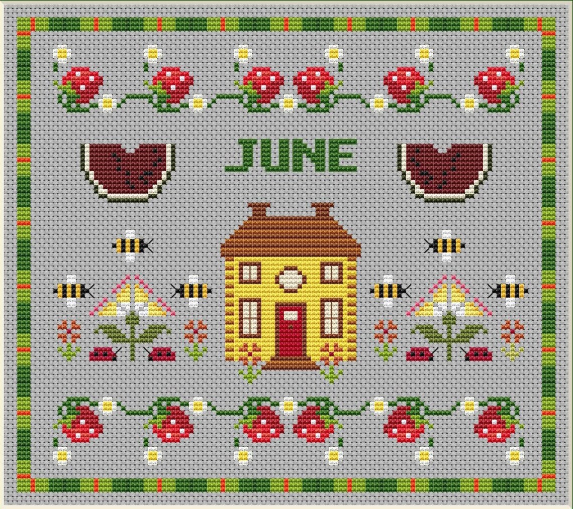 June Cross Stitch Pattern June Monthly Sampler Calendar - Etsy