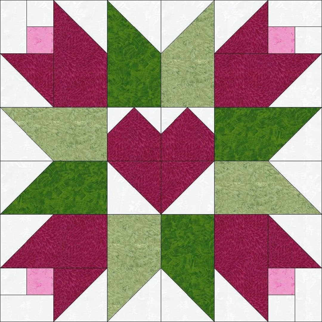 Digital PDF Quilt Block Pattern|tulip With Heart Quilt Block Pattern ...