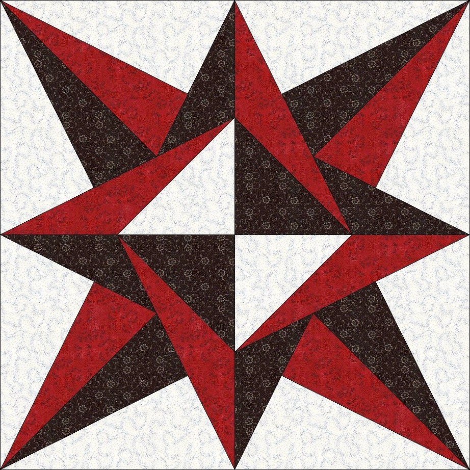 Foundation Paper Piecing (FPP) Templates, Star Quilt Block Pattern, 5 ...