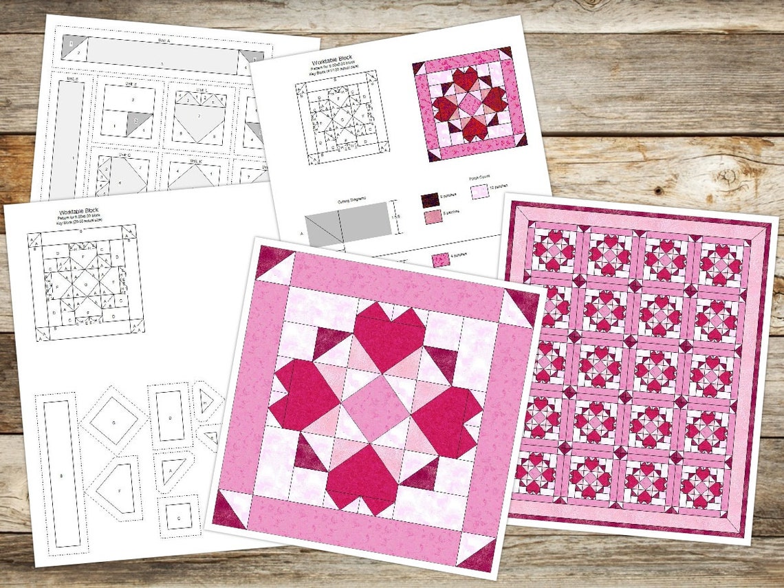 Digital PDF Quilt Block Patternhearts of Spring Quilt Block - Etsy