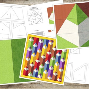 Digital Pdf|colourful Pencils Quilt Pattern|modern Patchwork|instant ...