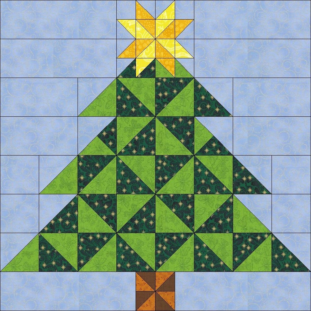 Digital PDF | Christmas Tree (4) Quilt Block Pattern | Modern Patchwork ...