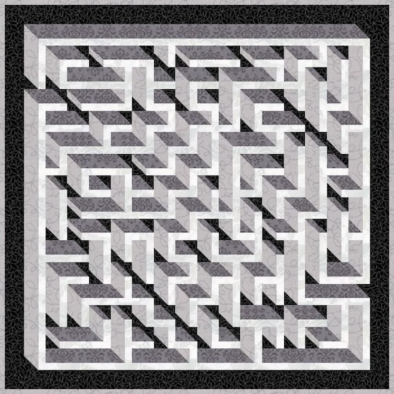 Digital PDF Quilt Pattern3d Maze Labyrinth Quilt - Etsy