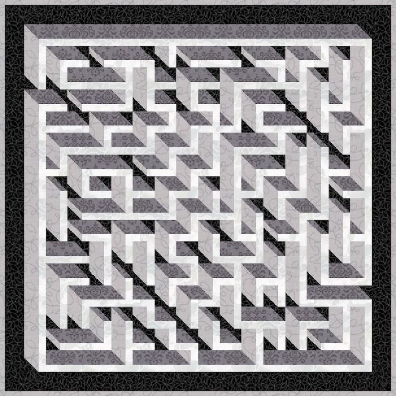 Digital PDF Quilt Pattern3d Maze Labyrinth Quilt - Etsy